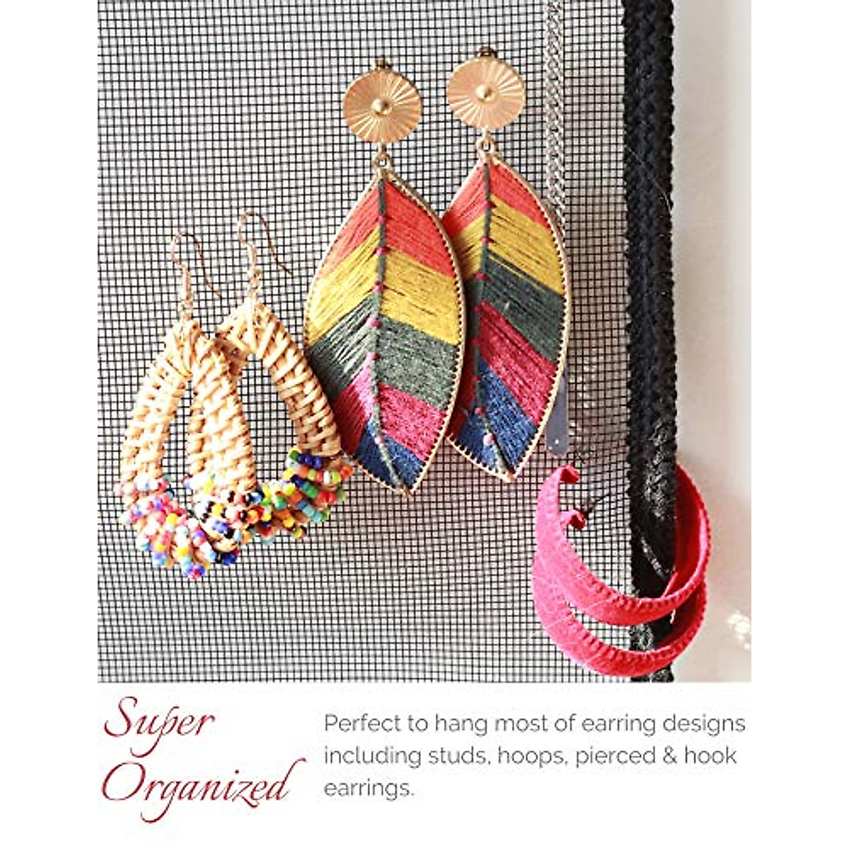 Earring Organizer Wall Monut Earring Holder Display Hanging Jewelry Organizer for Studs Dangle Earrings and Necklaces Holder Rack for Women Girl Gift