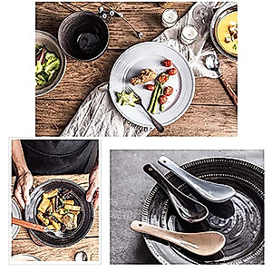 Fine Dinnerware Set,Porcelain Dinnerware Set, Ceramic Plates and Bowls Sets,Dinner Plate, Salad Plate, Soup Bowl, Modern Creativity Vintage Lounge Reactive Glaze Stoneware Dishes Set, Service for