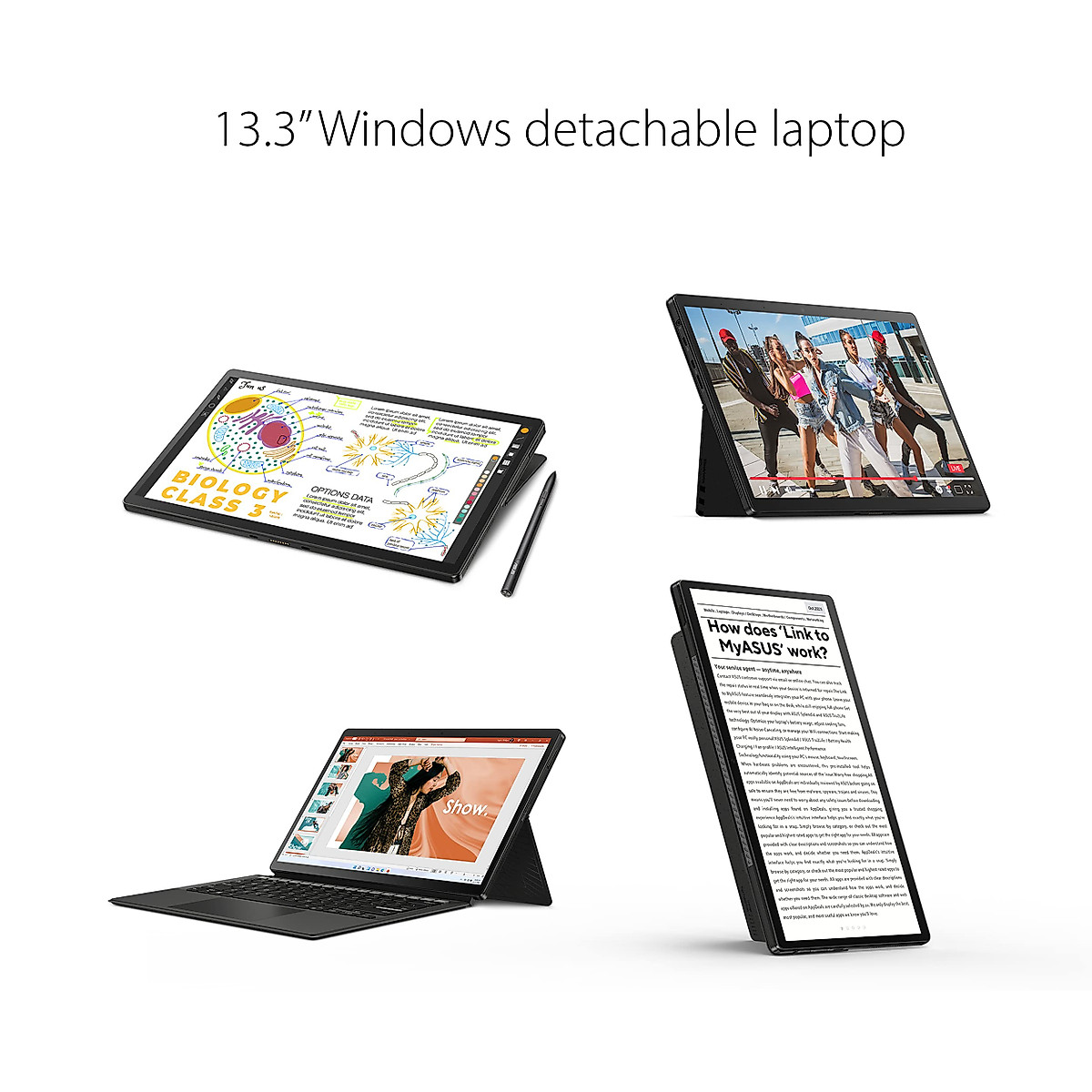 ASUS VivoBook 13 Slate OLED 2-in-1 Laptop, 13.3" FHD OLED Touch Display, Intel Pentium N6000 Quad-Core CPU, 4GB RAM, 128GB eMMC, Windows 11 Home in S Mode, Black, T3300KA-DH21T (Renewed)