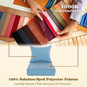 Sunshine Outdoor Indoor/Outdoor Deep Seat Patio Cushions Set 22x24 inch :Resilient Foam Filling,All Weather Resistant Patio Cushions Patio Furniture,Light Blue 2 Sets