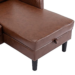 Eafurn L-Shaped Sectional Sofa w/Pull Out Bed & Storage Space,Comfy Sleeper Couch with Chaise, 3-seat Upholstered Convertible Corner Sofa & Couches, Suitable for Living Room