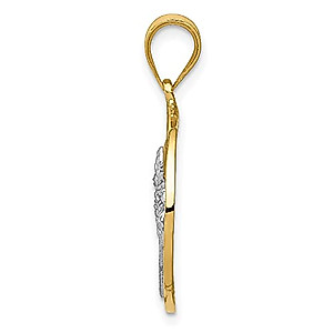 IceCarats 14K Two Tone Gold Sun Palm Tree Necklace Summer Beach Pendant Tropical Charm 26mm x 20mm Only