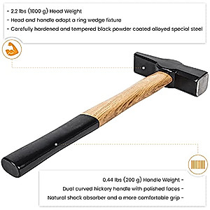 Blacksmith Tongs+Hammer Set Knife Making Tongs Wolf Jaw V-Bit Tongs Starter Beginner Bladesmith Metalworking Forge Anvil Vise Tool 0000811-1000 (3 PCS)