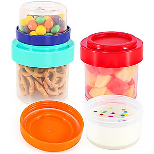 Caperci Leakproof Baby Food Containers, Freezer Safe, Dishwasher Safe, BPA Free, Airtight Stackable Small Snacks & Condiment Container with Lids, 4-Count(2 oz & 5 oz)