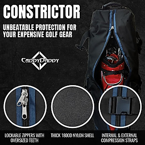 CaddyDaddy Golf CDYCON2NP Constrictor with North Pole Club Protector Golf Bag Travel Cover, Black/Navy