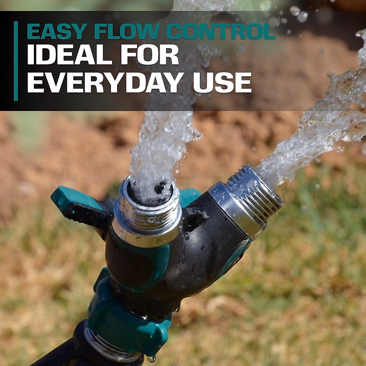 Hose Splitter, 2 Way Heavy Duty, Garden Faucet, Faucet Splitter, Hose y Splitter, Garden Hose y Splitter, Hose Bib Splitter, All Metal, with Shut off Valve