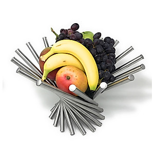 Modern Rotating Fruit Basket, Stainless Steel, by HomeSimple