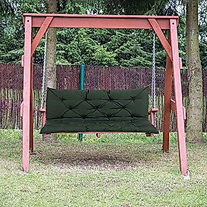 rlosqvee Waterproof Bench Cushion with Backrest,2 or 3 Seater Garden Bench Cushion Overstuffed Swing Pad,Replacement Seat Pad Cushion for Outdoor Garden Patio Swing 150x100cm Dark Green