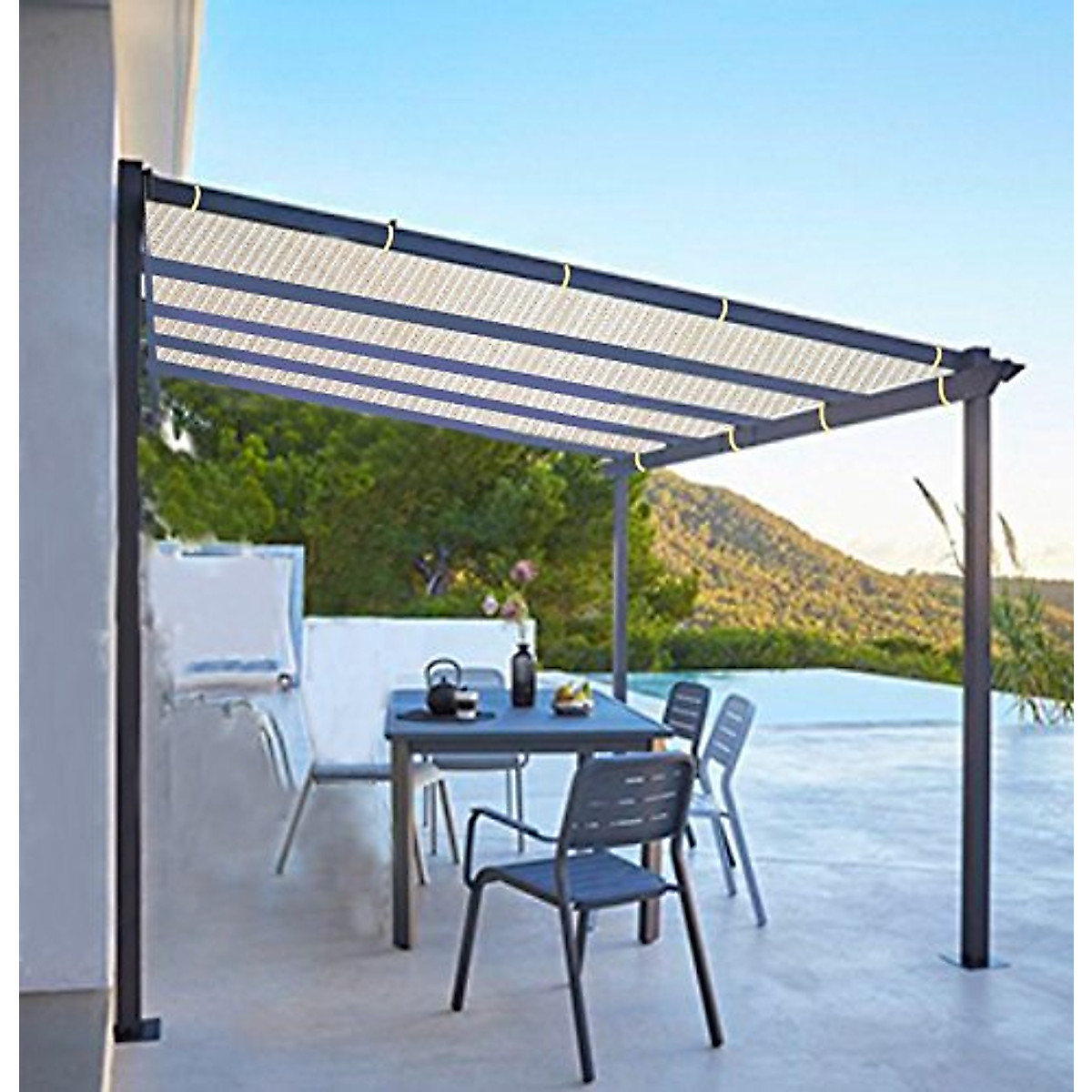 Shatex Shade Panel 10' x 12' Block 90% of Sunlight with Ready-tie up Ribbon for Pergola Gazebo Porch, Wheat