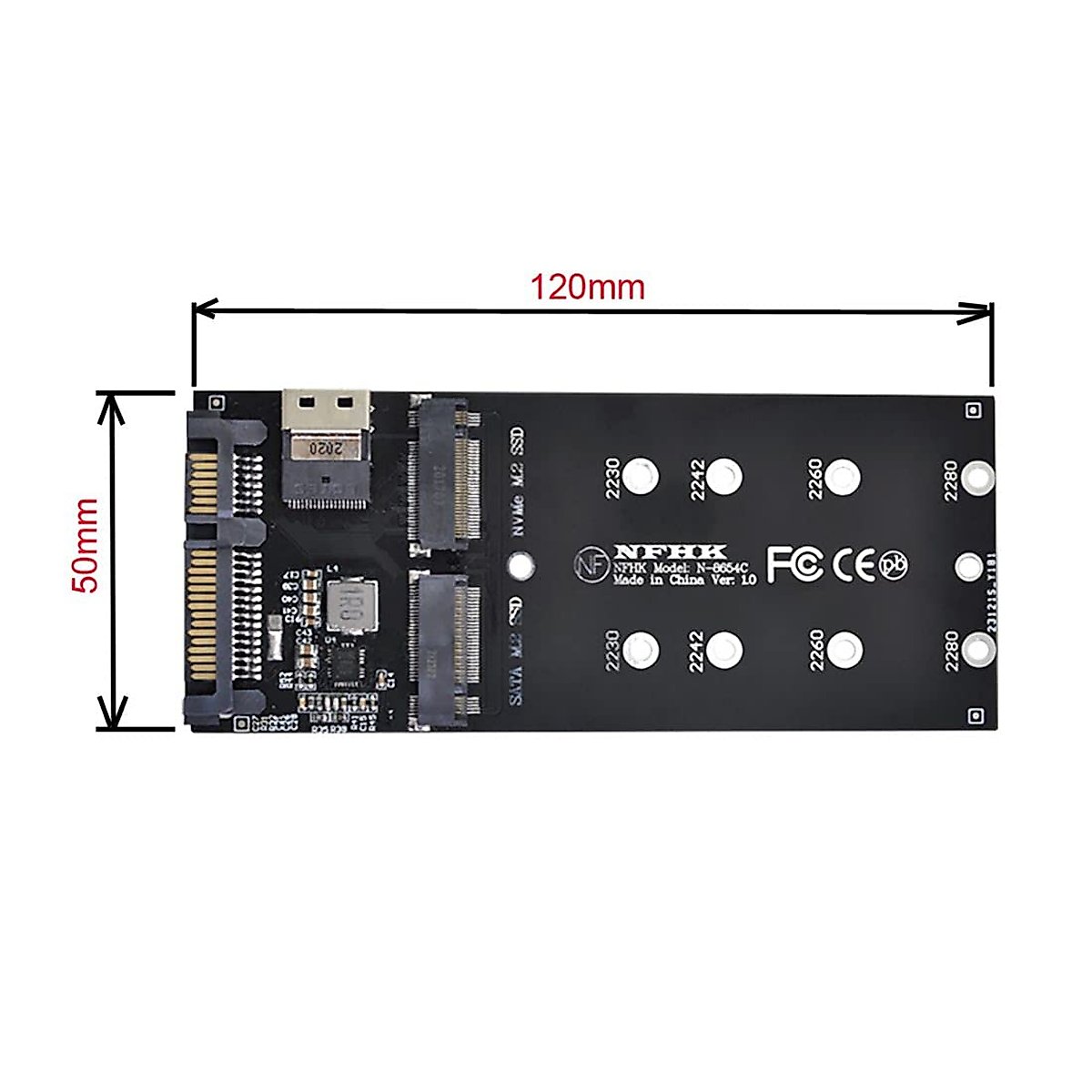 chenyang CY M.2 NVME SSD to SFF-8654 ＆ NGFF SATA SSD to SATA 2 in 1 Combo Adapter for Mainboard (Not Work NVEM SSD to SATA)