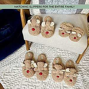 Dearfoams Matching Family Holiday Christmas Reindeer & Turkey Scuff Slipper, Kids Reindeer, US 7-8 Unisex Toddler