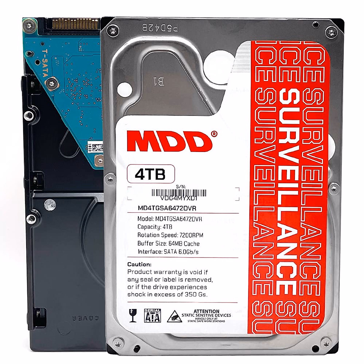 MDD (MDD4TSATA6472DVR) 4TB 7200RPM 64MB Cache SATA 6.0Gb/s 3.5inch Internal Surveillance Hard Drive (Renewed)