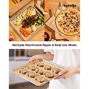 Katbite 200Pcs 12x16 In Unbleached Parchment Paper for Baking, Precut Parchment Paper Sheets, Heavy Duty Flat Baking Paper, Half Sheet Baking Sheets for Baking Cookies, Cooking, Air Fryer, Oven