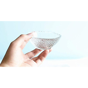 Leoyoubei 3 Ounce 3.25x1.5 inch Heat Resistant Glass Bowl for Ice Cream Dessert,Soy Sauce Dishes,Appetizer Spoons Stackable,Mini Side Dishes Ramekins Transparent 4 Packs (Point Bowl)