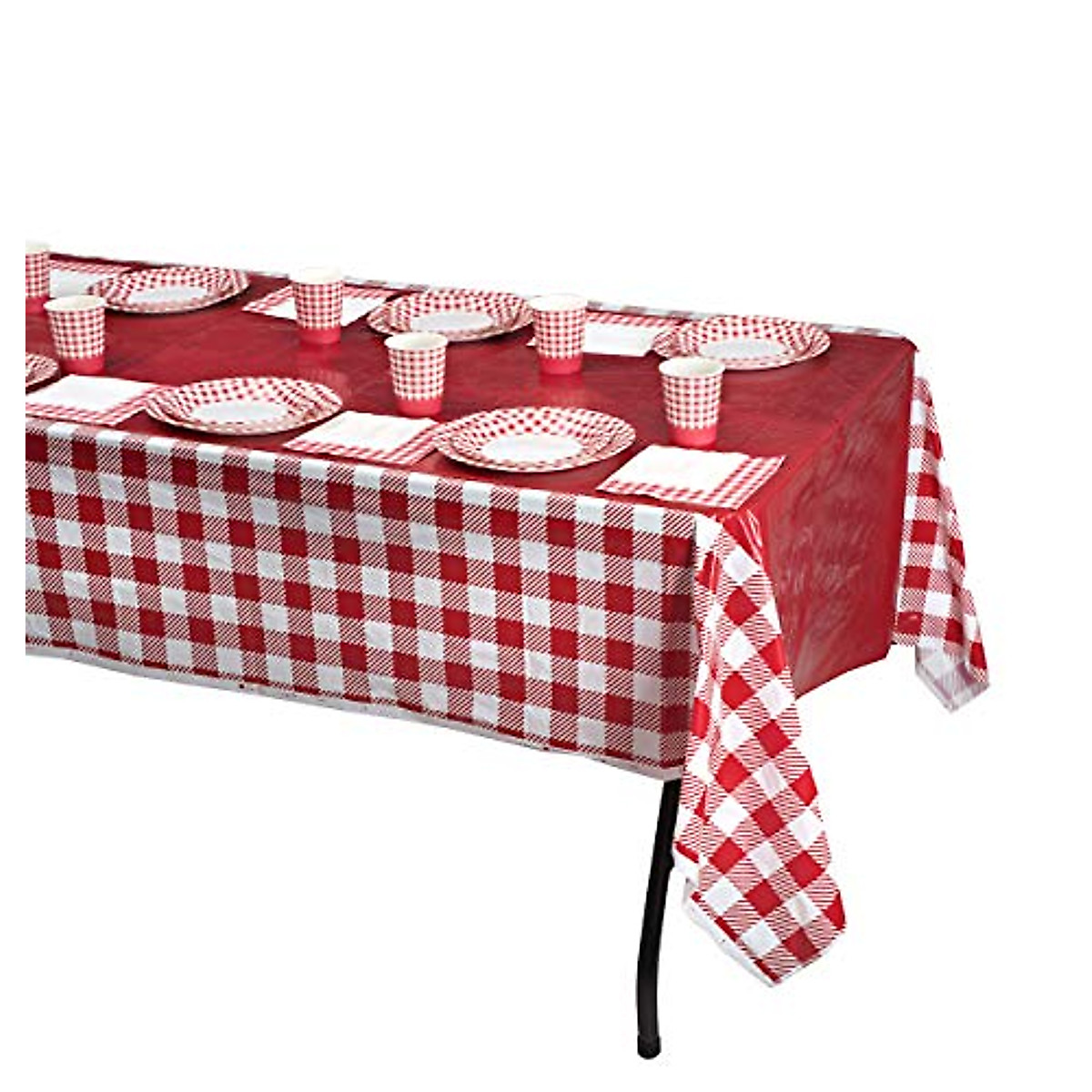 Picnic Themed 9" Disposable Round Paper Plates (50 Pack) Picnic Party Supplies Gingham Paper Plates Ideal for Parties, Family Dinner and Picnic Parties