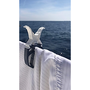 FIXCLIP Navy Blue 6-Pack - Storm Proof & Lockable Clothespin - Large Clips fits Lines & Rails - Multi- Purpose Towel Clips for Boat, Chairs, RV, Camping, Fishing, Stroller, Balcony, Tarps, Garden