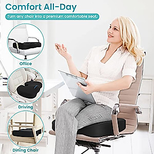 CushZone Gel Seat Cushion Office Chair Cushion for All-Day Sitting - Back, Sciatica, Coccyx Tailbone Pain Relief Cushion - Ergonomic Seat Cushion for Office Chairs, Car Seat, Gaming Chair - Black