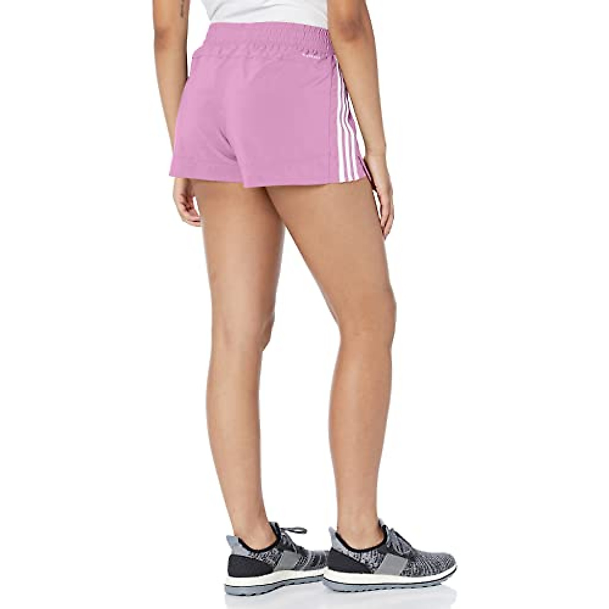 adidas Women's Pacer 3-Stripes Woven Shorts, Pulse Lilac/White, Large