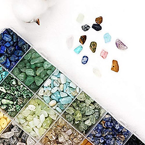 Civilipi 24 Color Gemstone Beads Natural Stones Chip Bead Irregular Shaped Bead Crystal Quartz Stone for DIY Earring Bracelet Necklace Making for Gift