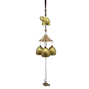 Hooshing Elephant Wind Chimes Metal Bronze Bells Feng Shui Wind Chimes for Lucky Outdoor Garden Patio Hanging Decor Gift