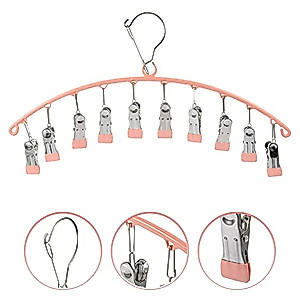 Cabilock Hat Organizer 10 Clips Stainless Steel Laundry Drying Rack Clothes Hanger Sock Hanger Hat Hanger Windproof Dryer Rack for Baby Clothes, Socks, Drying Towels, Diapers Hat Rack