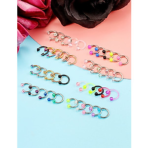 Vsnnsns 16G Surgical Steel Horseshoe Nose Septum Rings Piercing Jewelry Cartilage Helix Tragus Earring Studs Hoop Lip Horseshoe Ring Piercing Jewelry Retainer for Women Men 10mm 40pcs