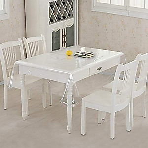 sancua Clear Plastic 100% Waterproof Tablecloth - 60 x 84 Inch - Vinyl PVC Rectangle Table Cloth Protector Oil Spill Proof Wipe Clean Table Cover for Dining Table, Parties & Camping, Crystal Clear