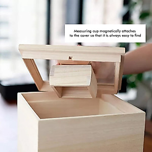 Wooden Rice Storage Container with Lid and Measuring Cup, 11.8lbs / 5kg - Grains, Dry Food