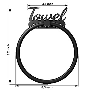 Bathroom Towel Ring Black Towel Ring, Hand Towel Holder for Bathroom Wall, Bathroom Tower Holder, Stainless Steel to Prevent Corrosion or Rusting