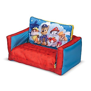Paw Patrol Kids Sofa Bed, Children 2-in-1 Flip Open Inflatable Comfy Couch to Lounger, Toddler Nap Mat, Over 4ft Long
