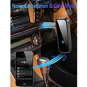 FMIIFMS Bluetooth 5.0 Adapter 3.5mm Jack Aux Dongle, 2-in-1 Wireless Transmitter Receiver for Car,TV Audio,Headphones,Speakers,Projector