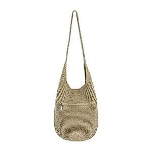 The Sak 120 Hobo in Crochet, Large Shoulder Purse with Single Strap, Bamboo Static