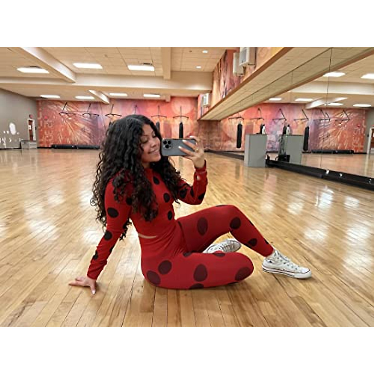 Miraculous Ladybug Womens Crop Top Active Cosplay - Seamless for Gym Workout, Exercise, Yoga, Running by MAXXIM Red Medium