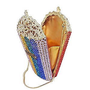 DJBM Luxury Women Popcorn Rhinestone Clutch Evening Bag Crystal Clutch Purses Diamond Clutch for Women Evening Party, Multicoloured