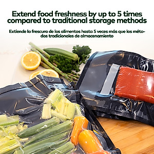 Stash Proof Resealable Zipper Vacuum Seal Bags 8" x 12" (100 Count) 5.5 Mil (Black and Clear) - BPA Free Commerical Grade Food Saver for Storage, Sous Vide, and Meal Prep Sealer Bag