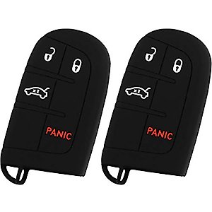 KeyGuardz Keyless Entry Remote Smart Key Fob Shell Cover Rubber Case for Chrysler 300 Dodge Challenger Charger Dart (Pack of 2)