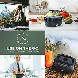 Better 4 You Electric Lunch Box – Food Heater Plug-In Lunch Box to Heat Lunch – Portable Food Warmer Car Lunch Box Warmer – Portable Electric Heating Lunch Box for Work 110V/12V – Teal & Black