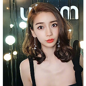 Zircon Butterfly Tassel Earrings for Women Long Colours Crystal Imitation Pearl Dangle Earrings Rhinestone Butterfly Drop Earrings (Silver)