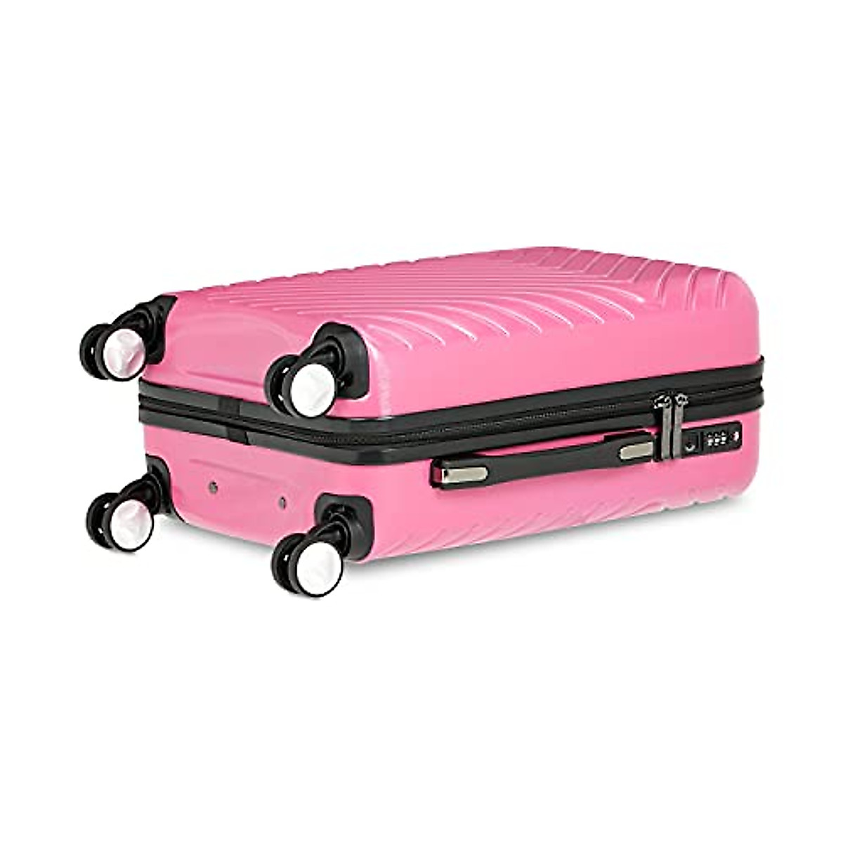 Amazon Basics Geometric Travel Luggage Expandable Suitcase Spinner with Wheels and Built-In TSA Lock, 21.7-Inch - Pink