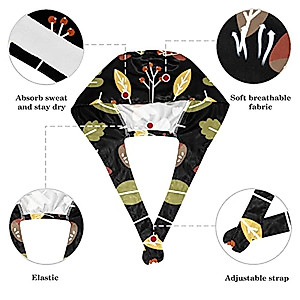 Working Cap with Button & Sweatband, Adjustable Tie Back Hats for Men Women Bouffant Caps, Fall Leaves Acorns