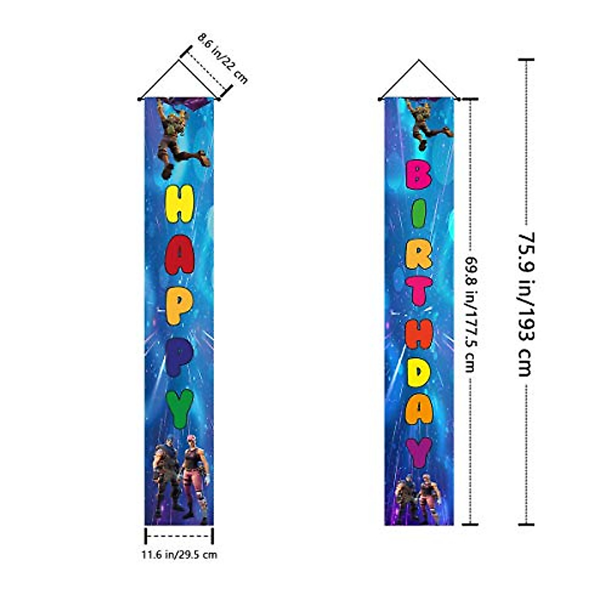 Gaming Happy Birthday Yard Sign Banners， Birthday Decorations Backdrop for Boys Kids，Gaming Theme Party Hanging Porch Door Wall Decor