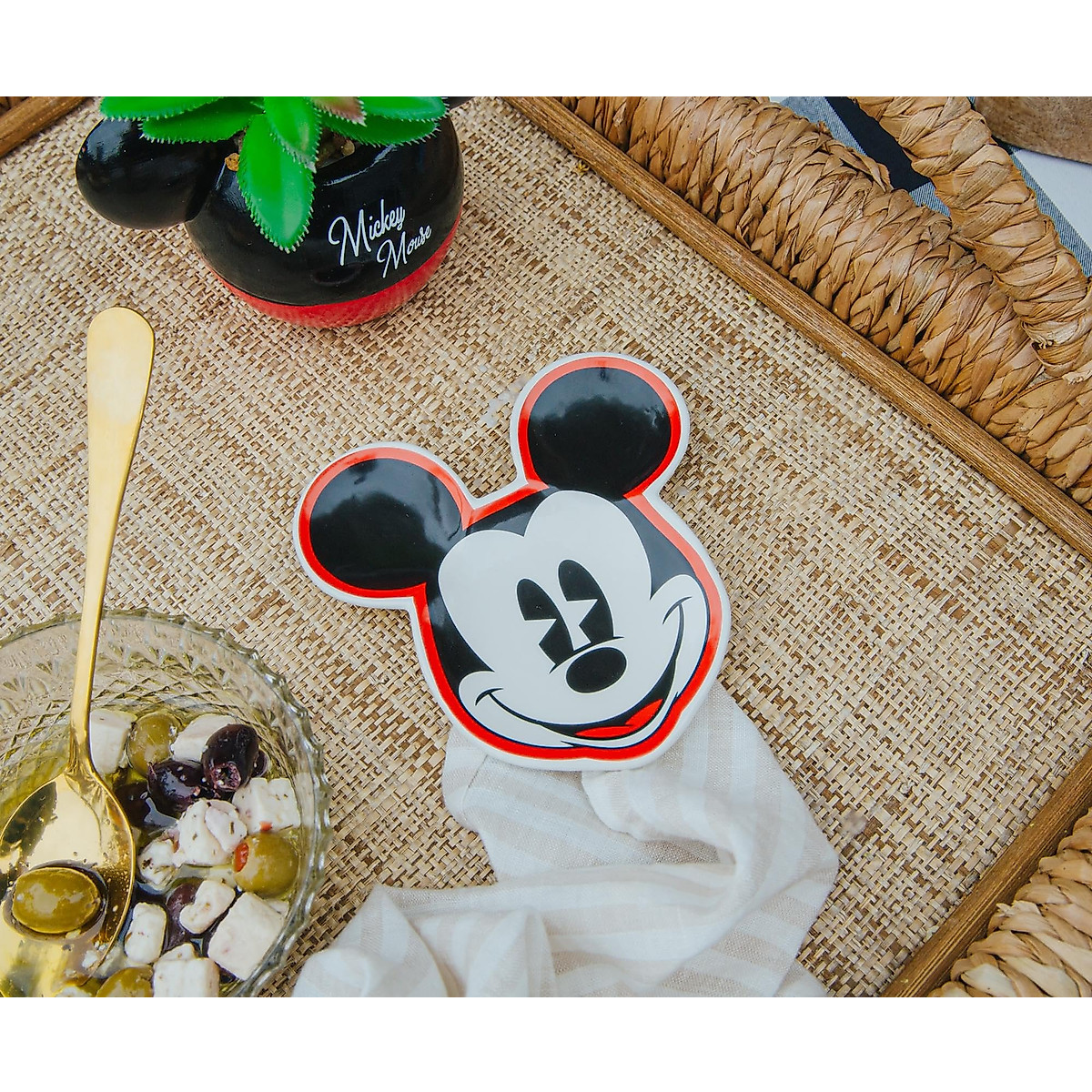 Disney Mickey Mouse Sculpted Ceramic Spoon Rest Holder | Kitchen Organizer For Utensils To Keep Countertop Clean