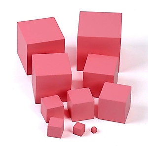 DANNI Preschool Children Math Teaching Aids Montessori Professional Pink Tower Without Stand 1 cm to 10 cm Early Childhood Education Toy