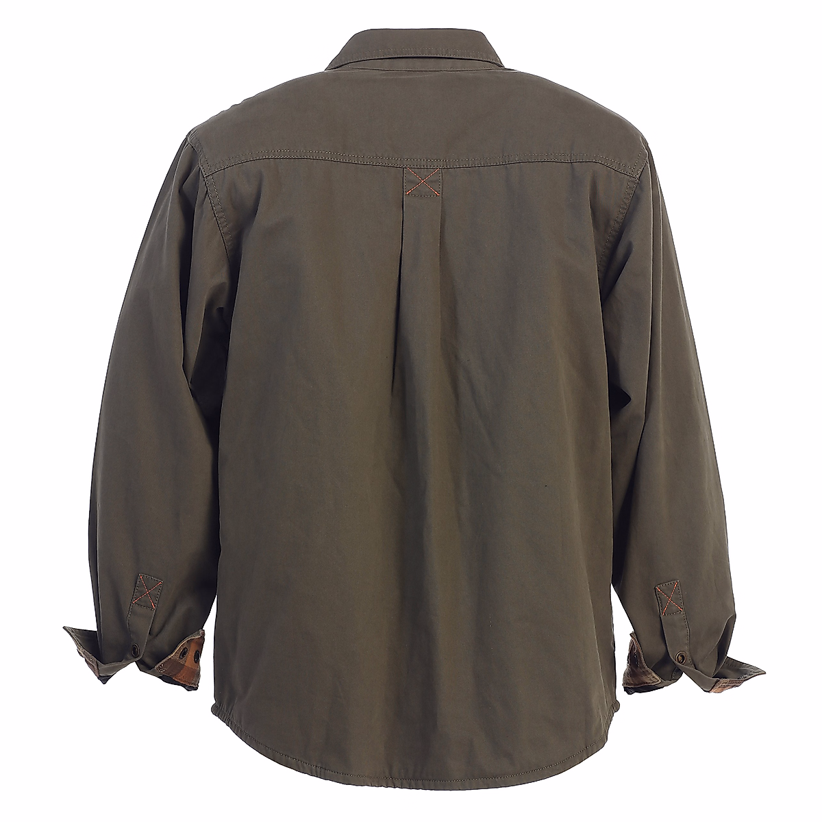 Gioberti Men's Brushed and Soft Twill Shirt Jacket with Flannel Lining, Olive, L