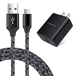 Quick Charge 3.0 Fast Charging Block Wall Charger with 3ft Micro USB Cable Android Fast Charger for Samsung Galaxy S7 S6 Edge A10 A9 A6 J7 J3,LG Stylo 3 2 K30,Moto E7 E6S E6 E5 E4 G5S G4,Kindle fire