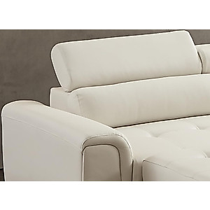 Convertible Sectional Sofa with Pull Out Bed and Adjustable Headrest , Faxu Leather Upholstered Reversible Corner Couch with Chaise and Removable Ottoman, L Shaped Tufted Sofa&Couches for Living Room