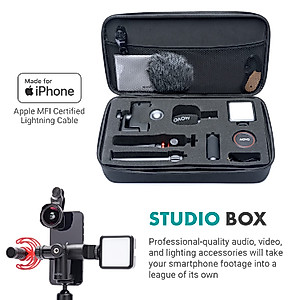 Movo iVlog1 Vlogging Kit for iPhone with Fullsize Tripod - Lightning Compatible Vlog Kit - Accessories: Shotgun Mic, Tripods, LED Light, Wide-Angle Lens for YouTube Starter Kit or iPhone Vlogging Kit