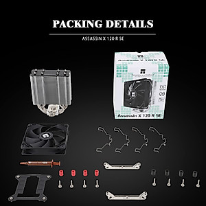 Thermalright Assassin X120 Refined SE CPU Air Cooler, 4 Heat Pipes, TL-C12C PWM Fan, Aluminium Heatsink Cover, AGHP Technology, for AMD AM4/AM5/Intel LGA 1150/1151/1155/1156/1200/1700 (AX120 R SE)