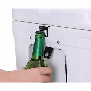 Noa Store Cooler Lock Bracket with Bottle Opener Compatible with Yeti/RTIC Coolers, Made of Highest Grade Stainless Steel (316L) (Black)