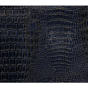 Vinyl Fabric Crocodile Allie Navy Blue Fake Leather Upholstery / 54" Wide/Sold by The Yard